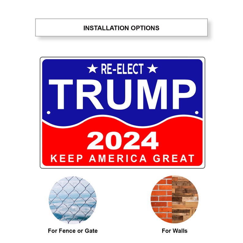 Re Elect Trump 2024 Red Blue Metal Sign Keep America Great USA ...