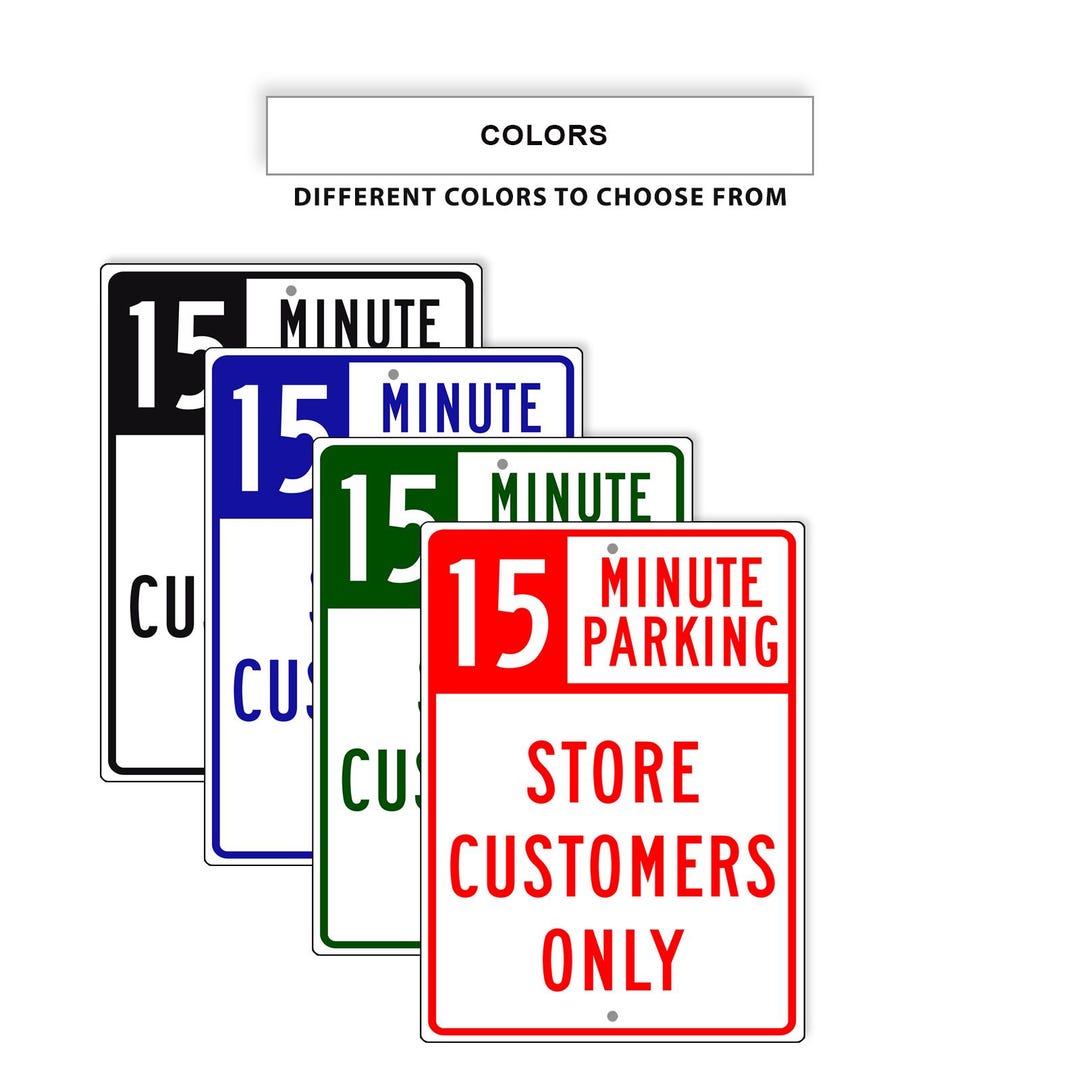 15 Minute Parking Store Customers Only Metal Sign Stores Hotel Décor ...