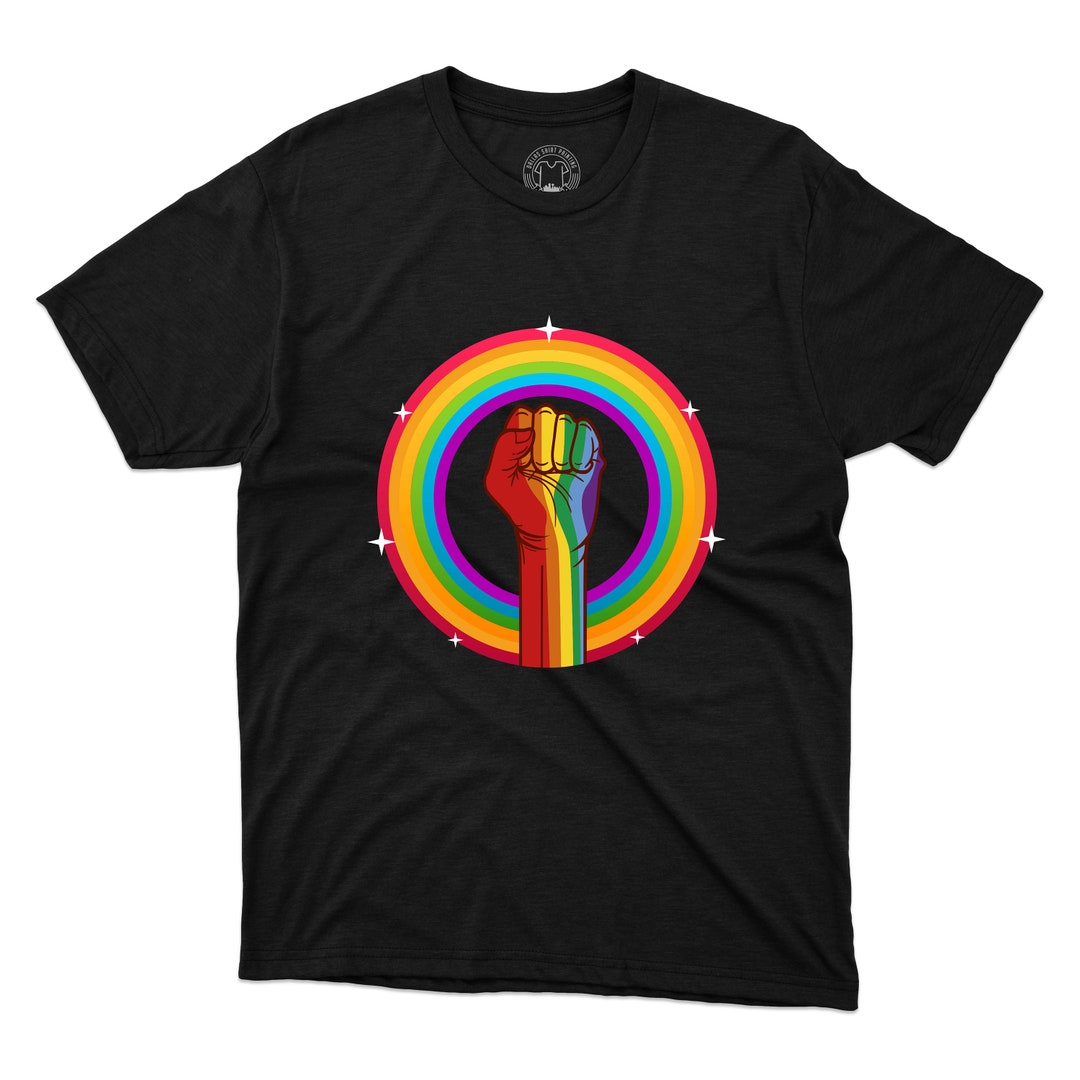 Pride Month Rainbow Fist T-shirt Love Who You Want Cool Rainbow Pride ...