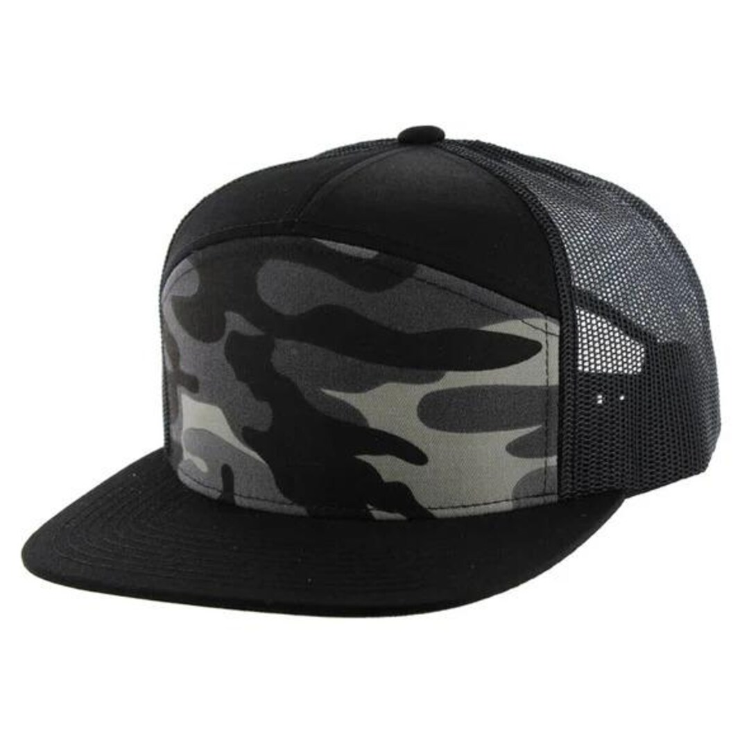 KAMEL 707 100% Washed Camo 7 Panel Flat Adjustable Snapback Mesh ...
