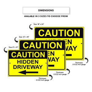 Caution Hidden Driveway With Left Arrow Metal Sign Traffic Road Home ...