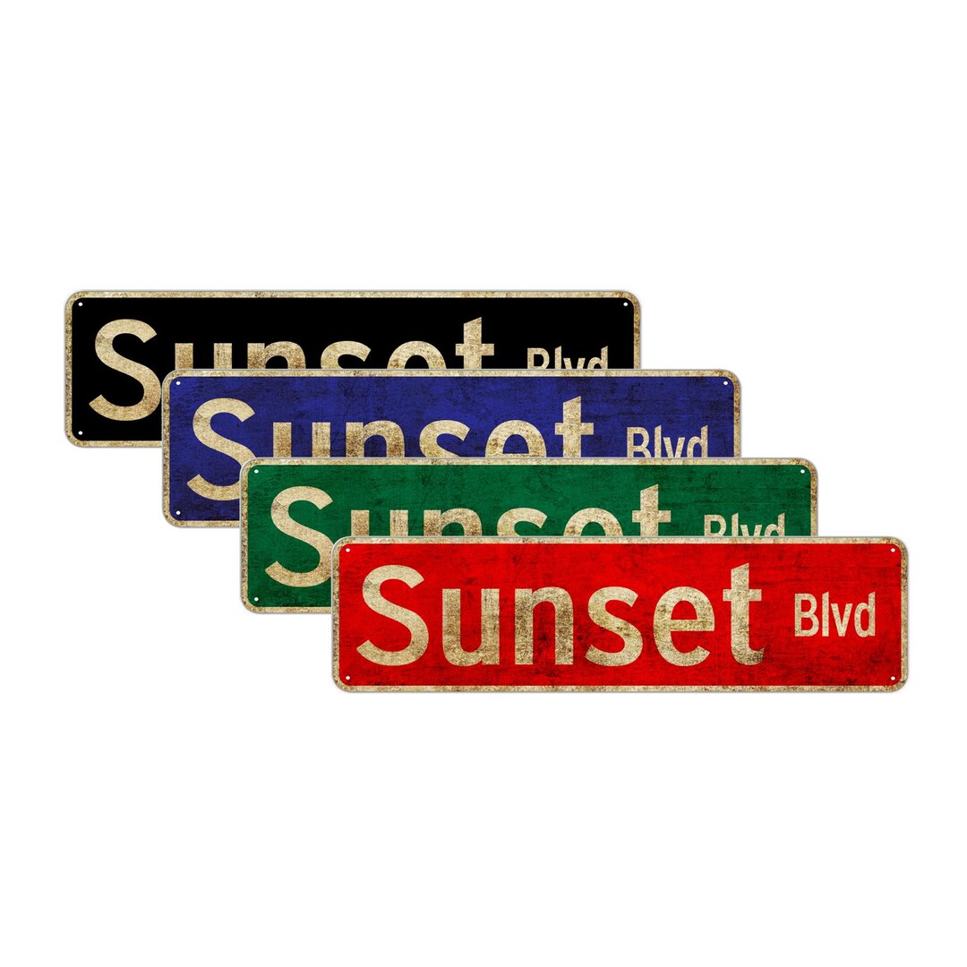 Sunset Blvd Street Sign Retro Rustic Vintage Sign for Man Cave Bars ...