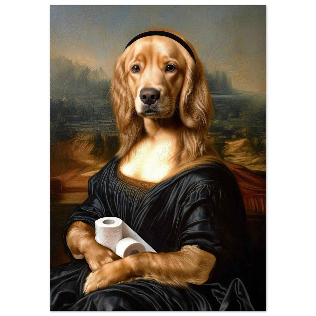 Mona Retriever Bathroom Poster – Funny Dog Parody Wall Art With Toilet ...