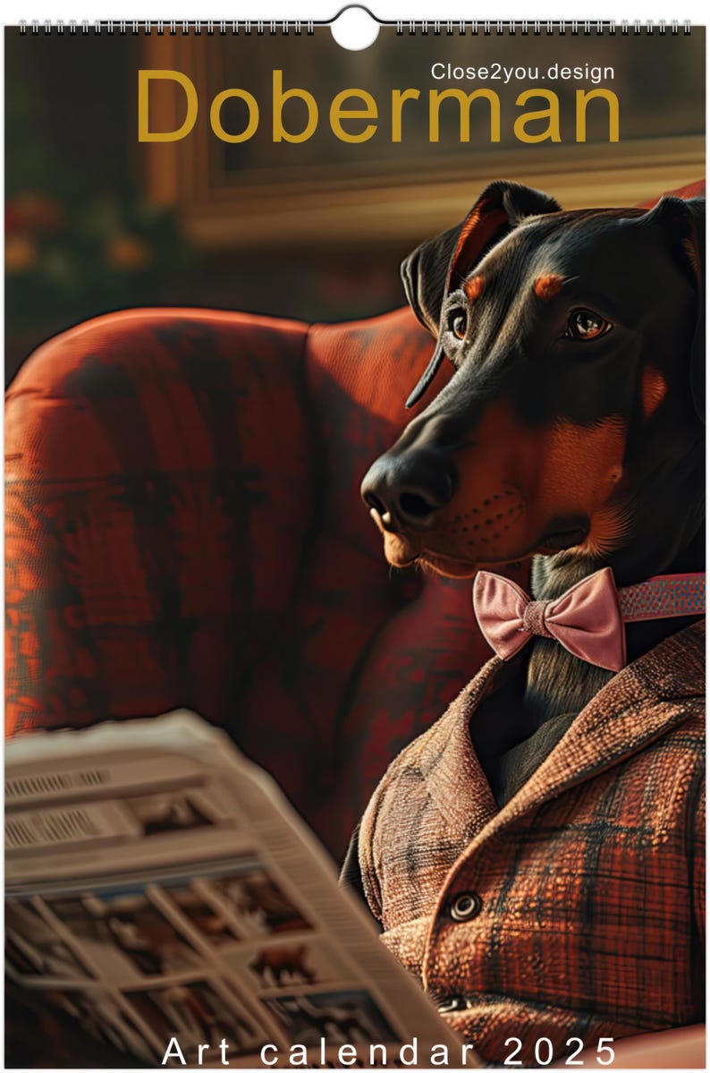 2025 Doberman Art Calendar 12 Unique Artistic Styles Ledger Vertical 11 ...