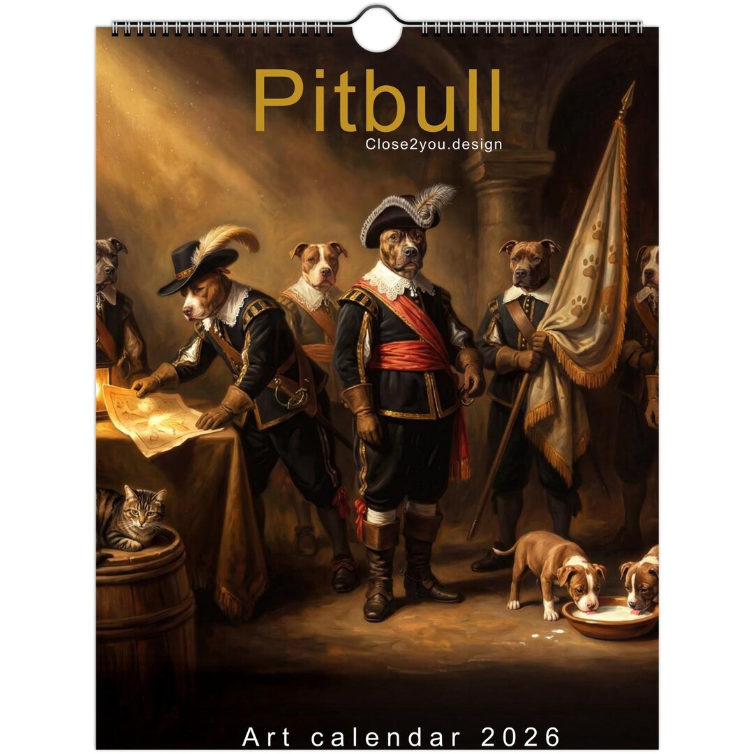 Pitbull Calendar 2026 – Art-style Dog Calendar With 12 Unique Designs ...