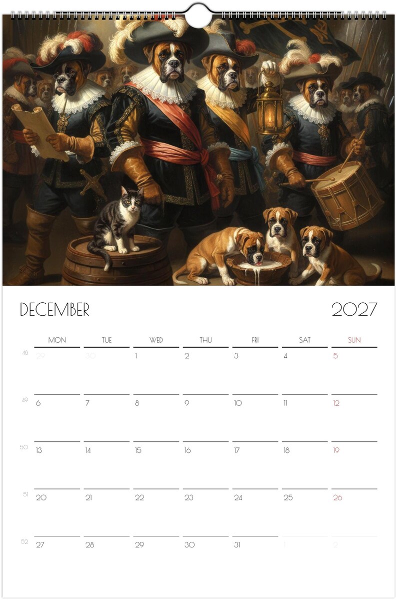 Boxer Calendar 2027 – Art Style Dog Wall Calendar, 12 Month Planner ...