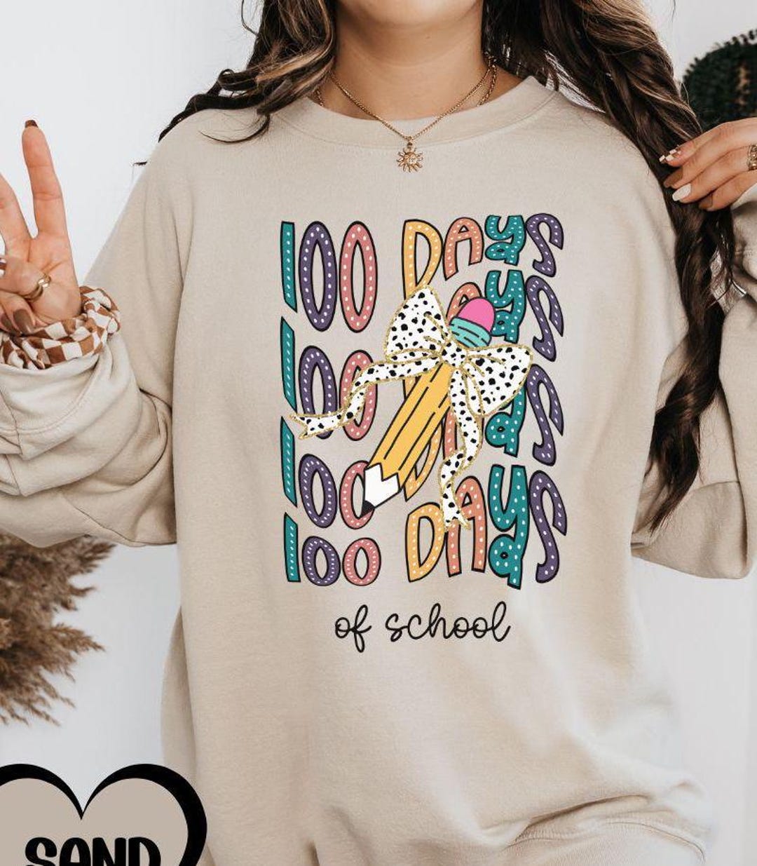 100 Days of School Shirt, 100th Day of School Teacher Crewneck, Teacher ...