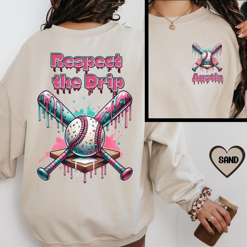 Custom Respect the Drip Baseball Sweatshirt, Personalized Baseball Ice ...
