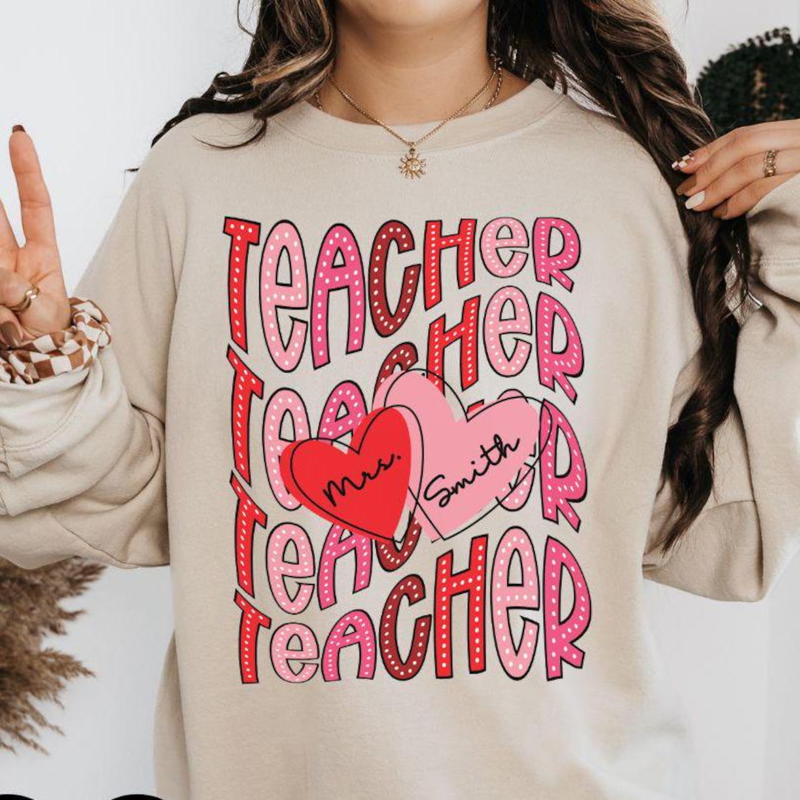 Custom Valentines Day Teacher Shirt, Retro Teacher Sweatshirt ...