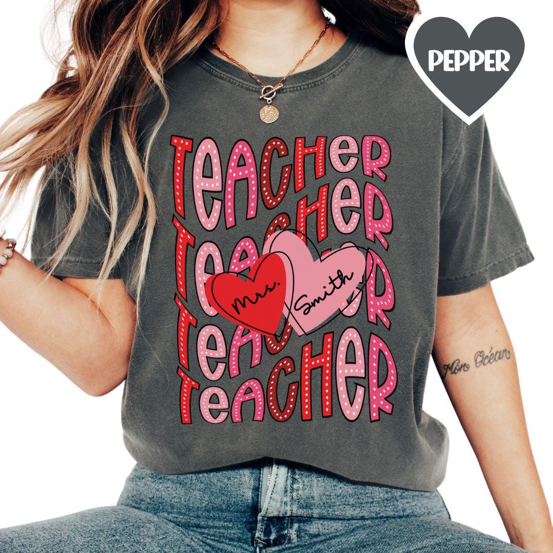 Custom Valentines Day Teacher Shirt, Retro Teacher Sweatshirt ...