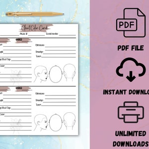 Hairdressing Forms, Hairstylist Color Formulation Record Card, Hair ...