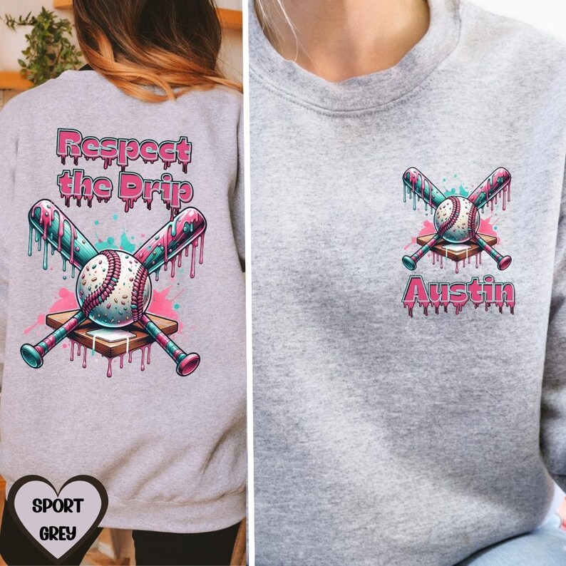 Custom Respect the Drip Baseball Sweatshirt, Personalized Baseball Ice ...