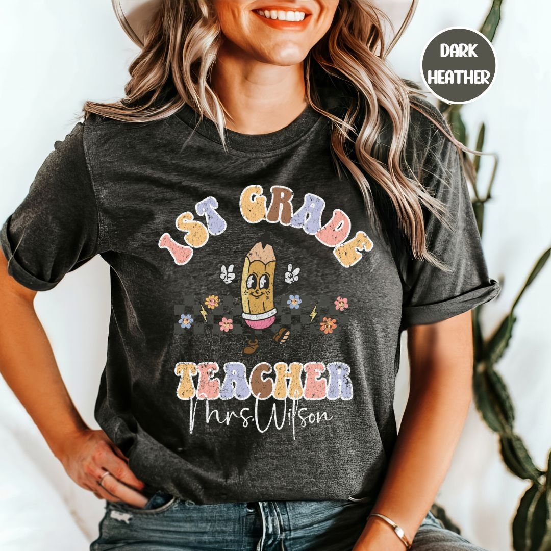 Custom Retro First Grade Teacher Shirt, Teacher Squad Shirt ...