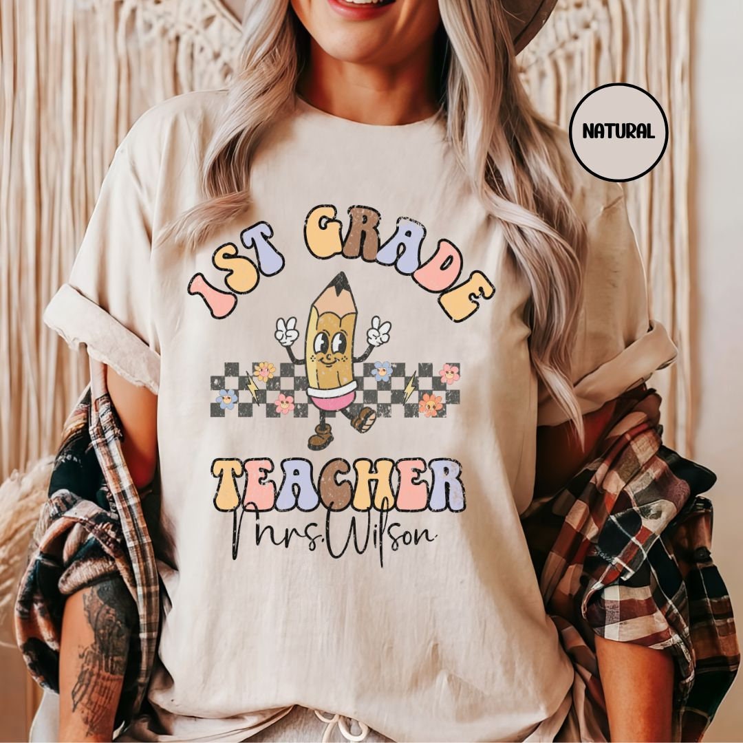 Custom Retro First Grade Teacher Shirt, Teacher Squad Shirt ...