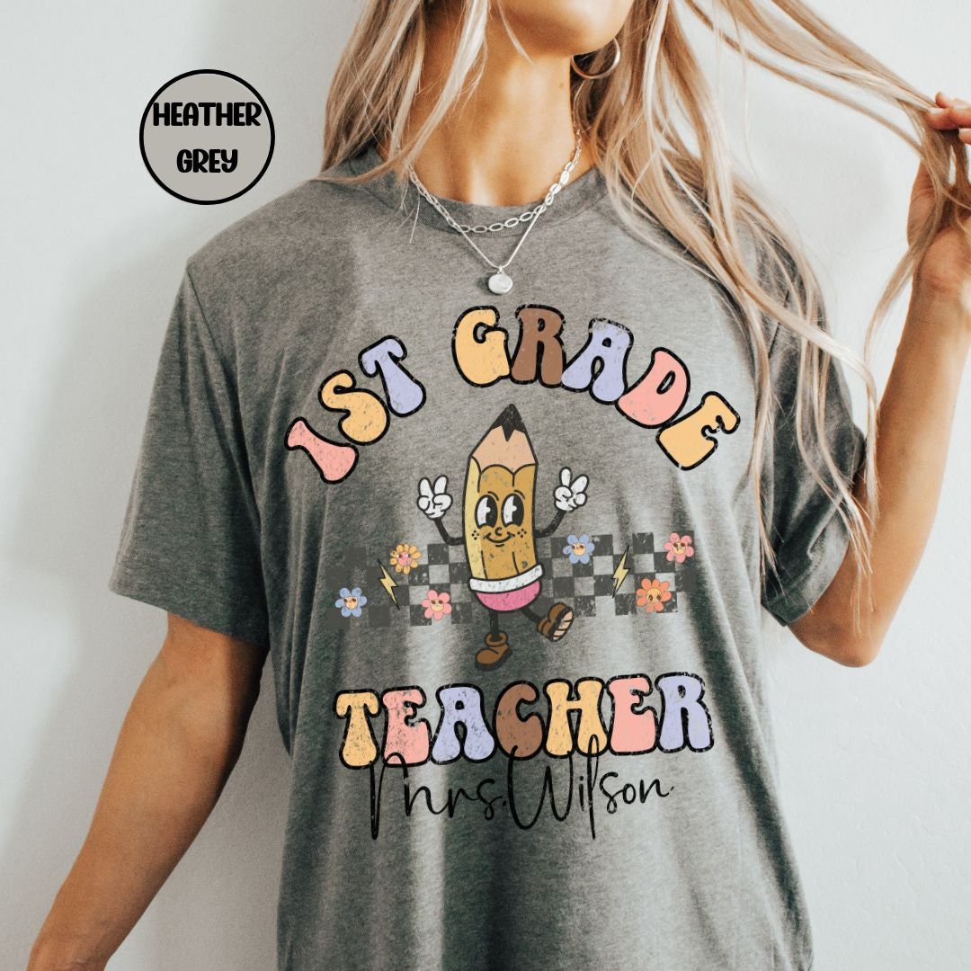 Custom Retro First Grade Teacher Shirt, Teacher Squad Shirt ...