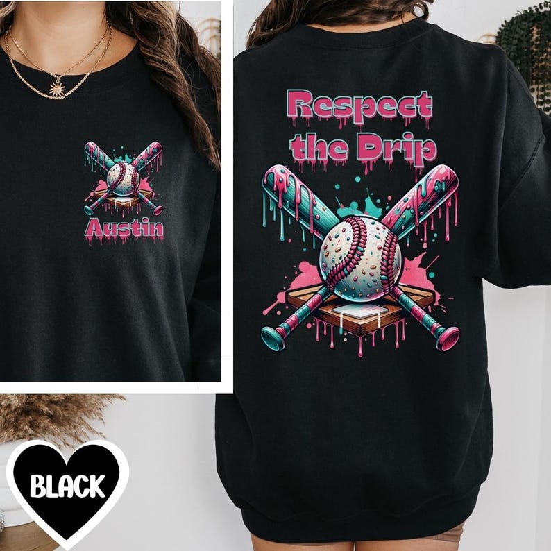 Custom Respect the Drip Baseball Sweatshirt, Personalized Baseball Ice ...
