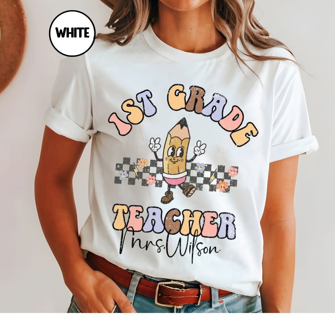 Custom Retro First Grade Teacher Shirt, Teacher Squad Shirt ...