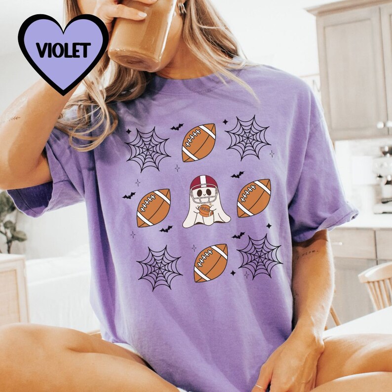 Halloween Cute Ghost Football Shirt, Football Ghost Shirt, Fall ...