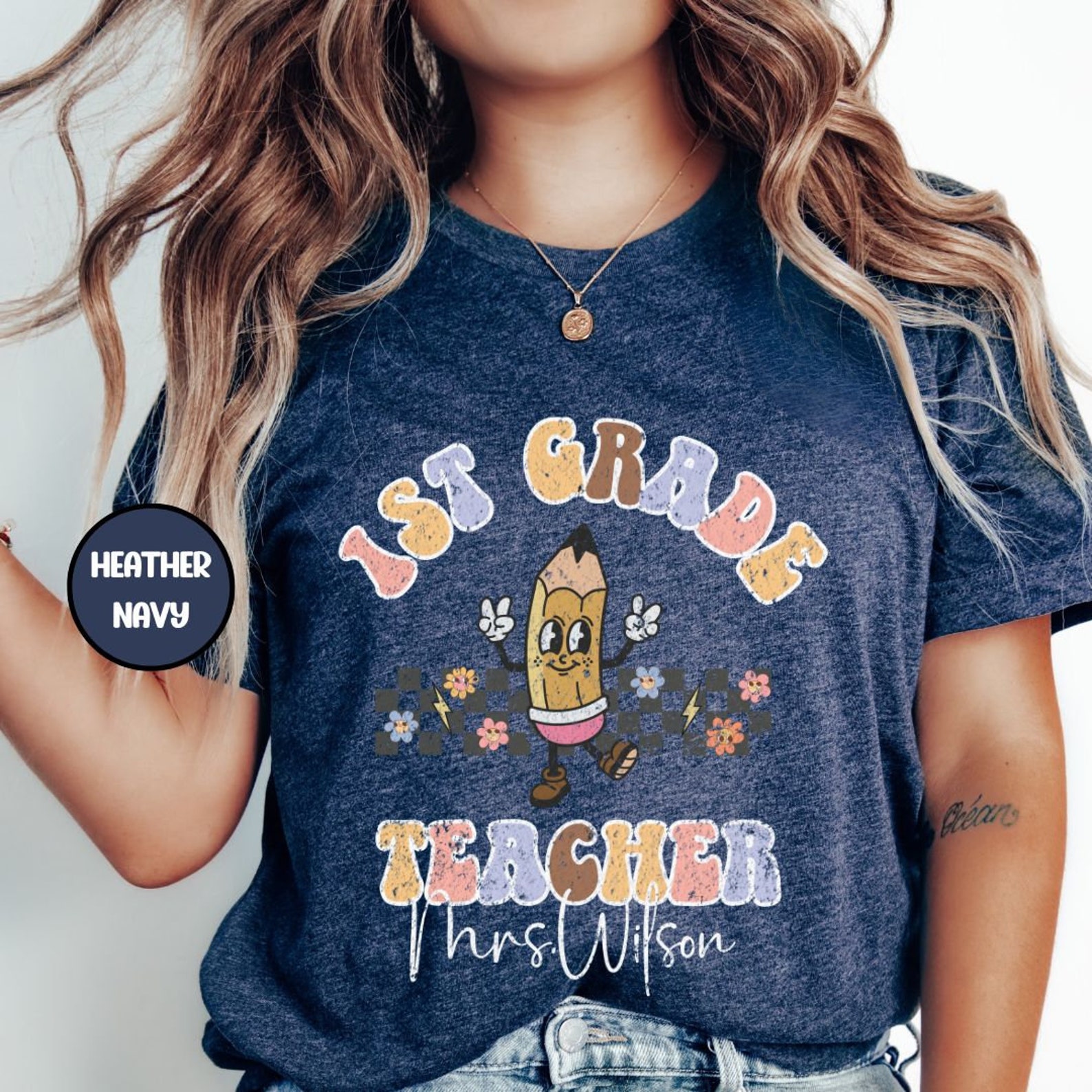 Custom Retro First Grade Teacher Shirt, Teacher Squad Shirt ...