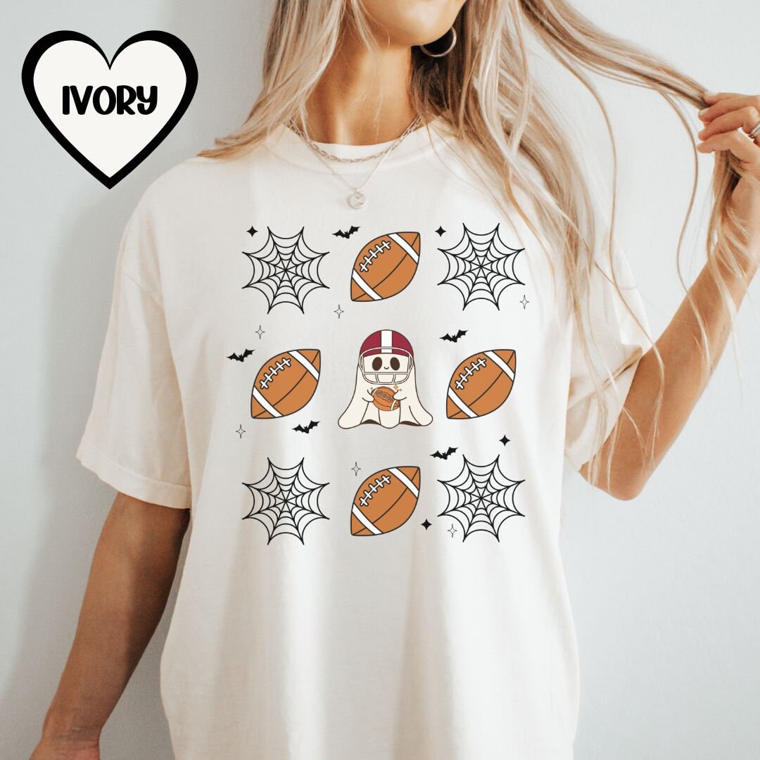Halloween Cute Ghost Football Shirt, Football Ghost Shirt, Fall ...
