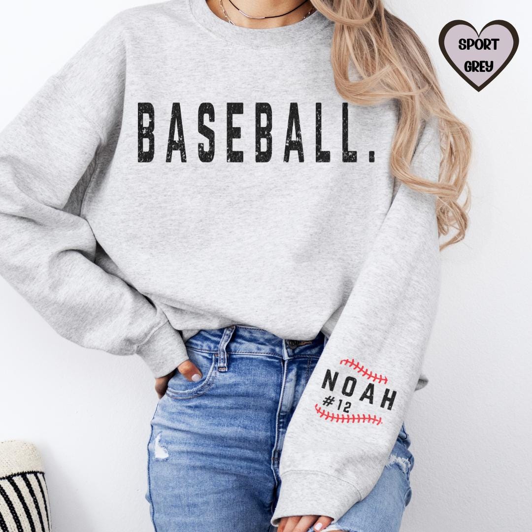 Custom Baseball Mom Sweatshirt, Baseball Kids Name & Number on Sleeve ...