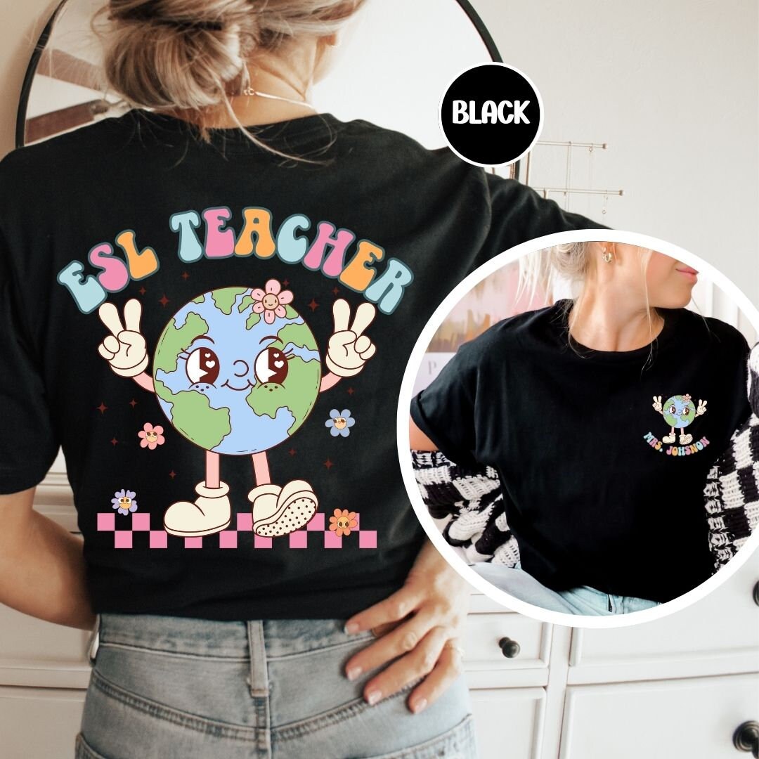 Personalized Retro ESL Teacher Shirt, Custom Elementary School Teacher ...