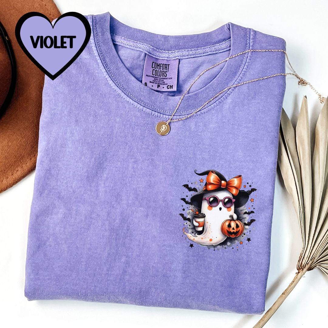 Halloween Cute Ghost Comfort Colors Shirt, Fall Ghost Funny Pumpkin Tee ...