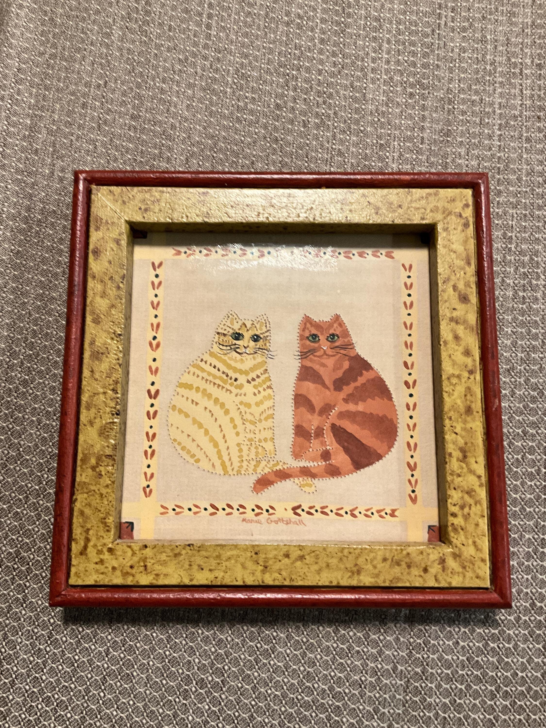 Marie Gottshall Pin Prick and Watercolor Painting of 2 Cats - Etsy