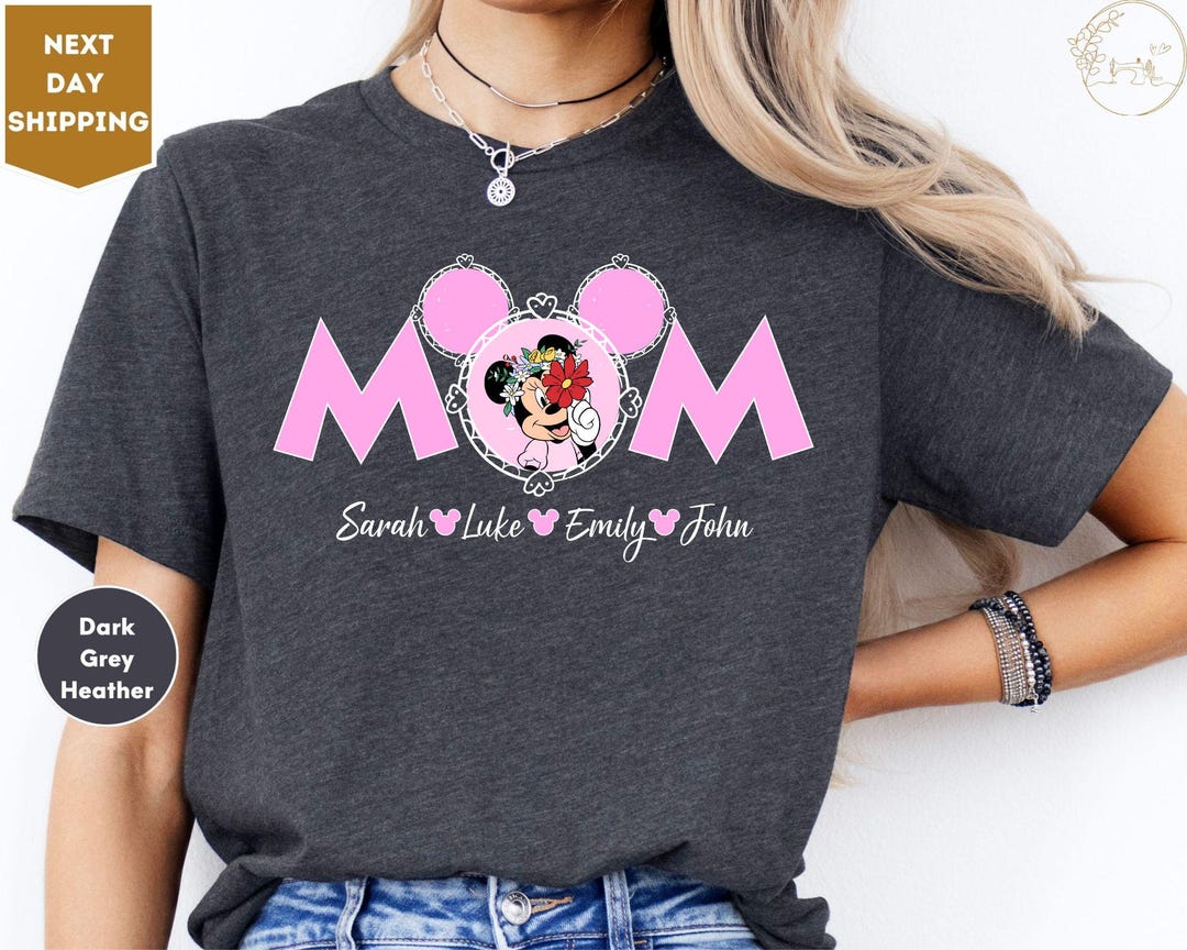 Custom Kids Name Minnie Mouse Mama Mom Coquette Bow Shirt, Disney ...