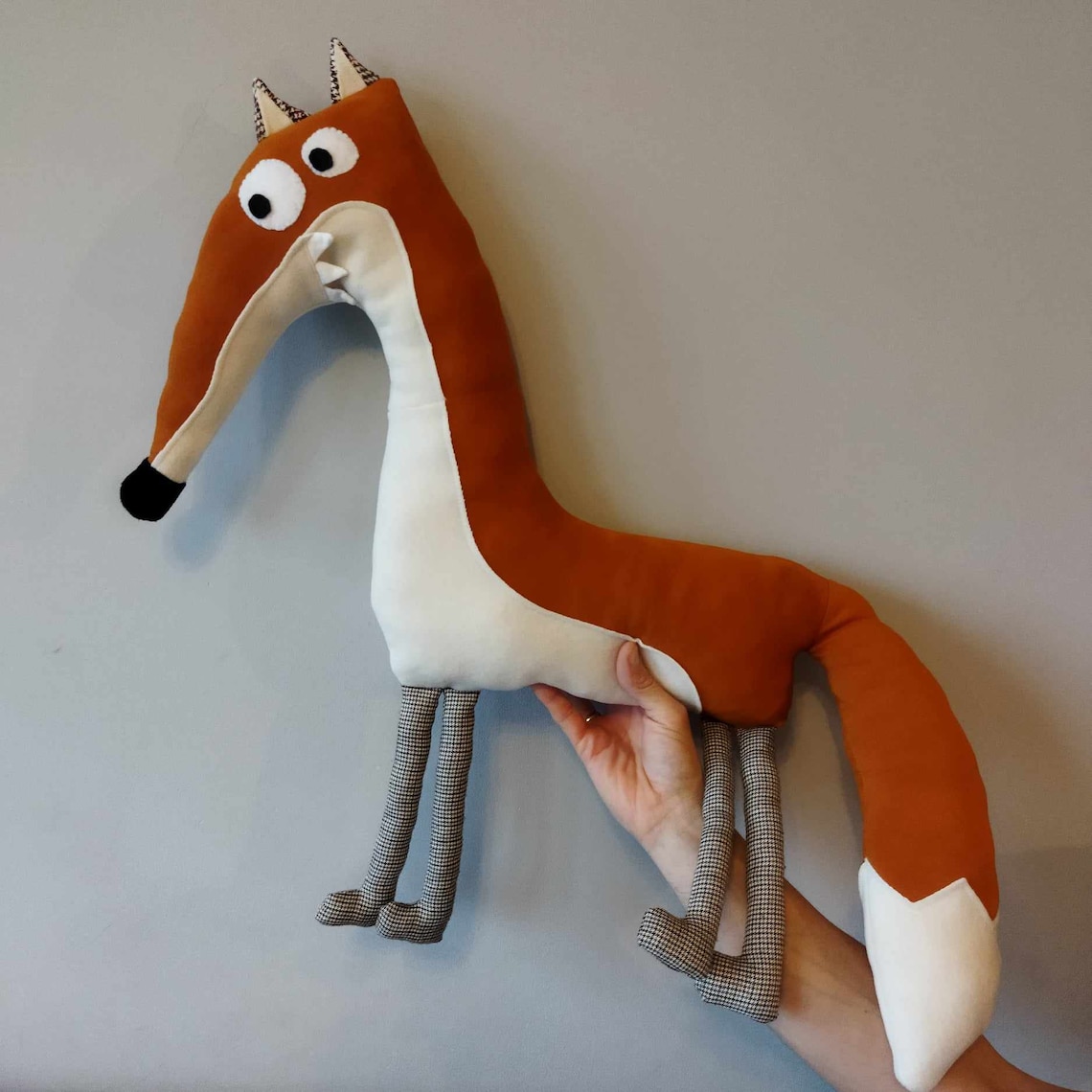 Large Plush Toy Fox, Red Fox, Stuffed Animal, Funny Mascot, Gift for a ...