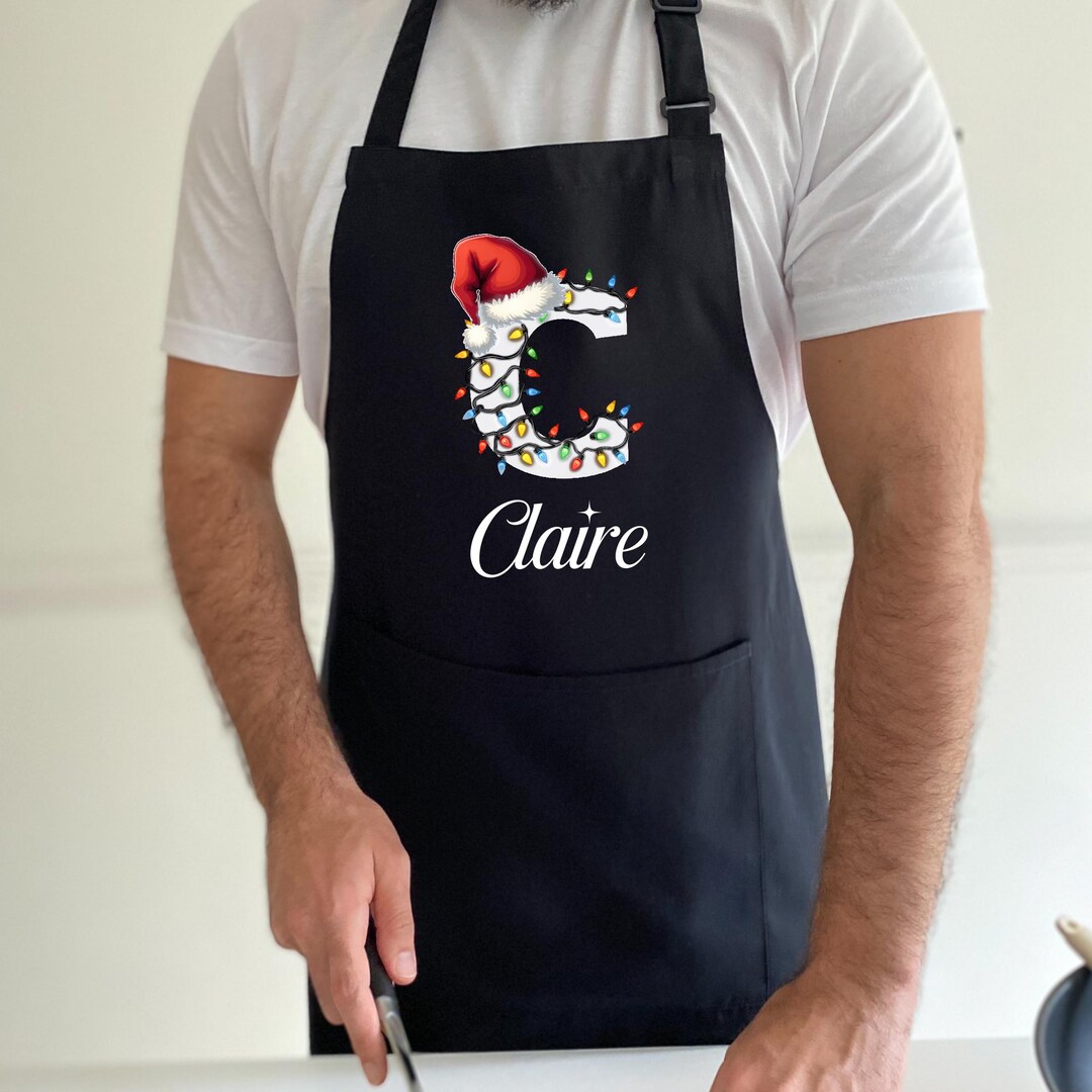 Christmas Alphabet Plaid Apron, Christmas Alphabet Apron, Christmas ...