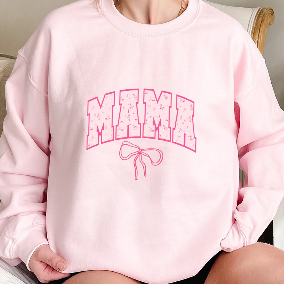 Coquette Mama Sweatshirt, Pink Ribbon Sweatshirt, Floral Mama ...
