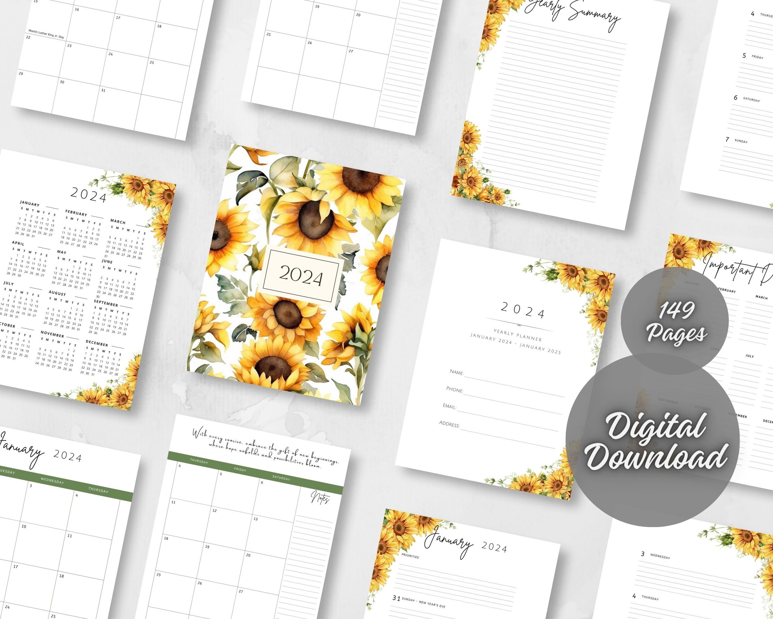 Printable 2024 Yearly Planner, Monthly Planner, Weekly Planner ...
