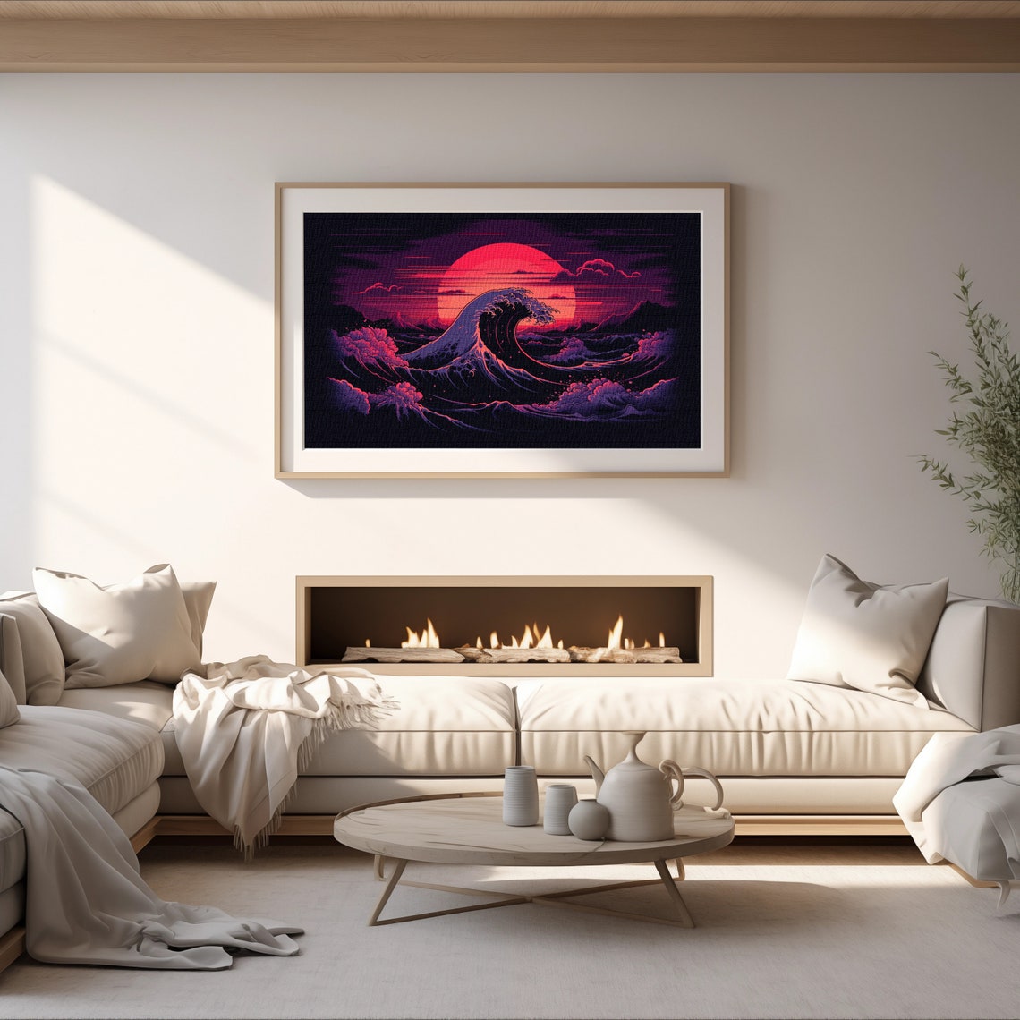 Ocean Retrowave, Vaporwave Digital Print, Colorful Wall Decor, Sea ...