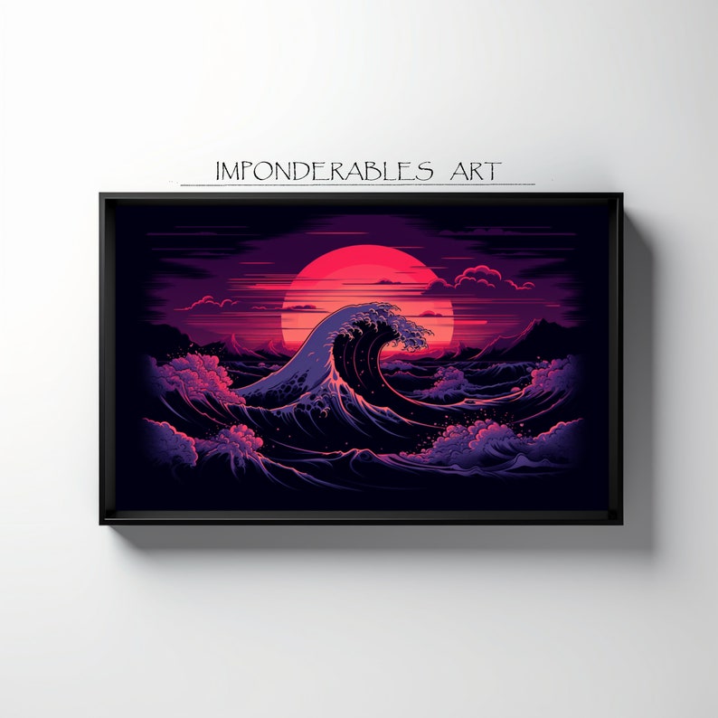 Ocean Retrowave, Vaporwave Digital Print, Colorful Wall Decor, Sea ...