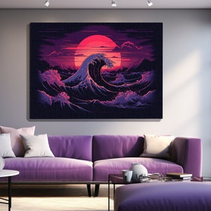 Ocean Retrowave, Vaporwave Digital Print, Colorful Wall Decor, Sea ...