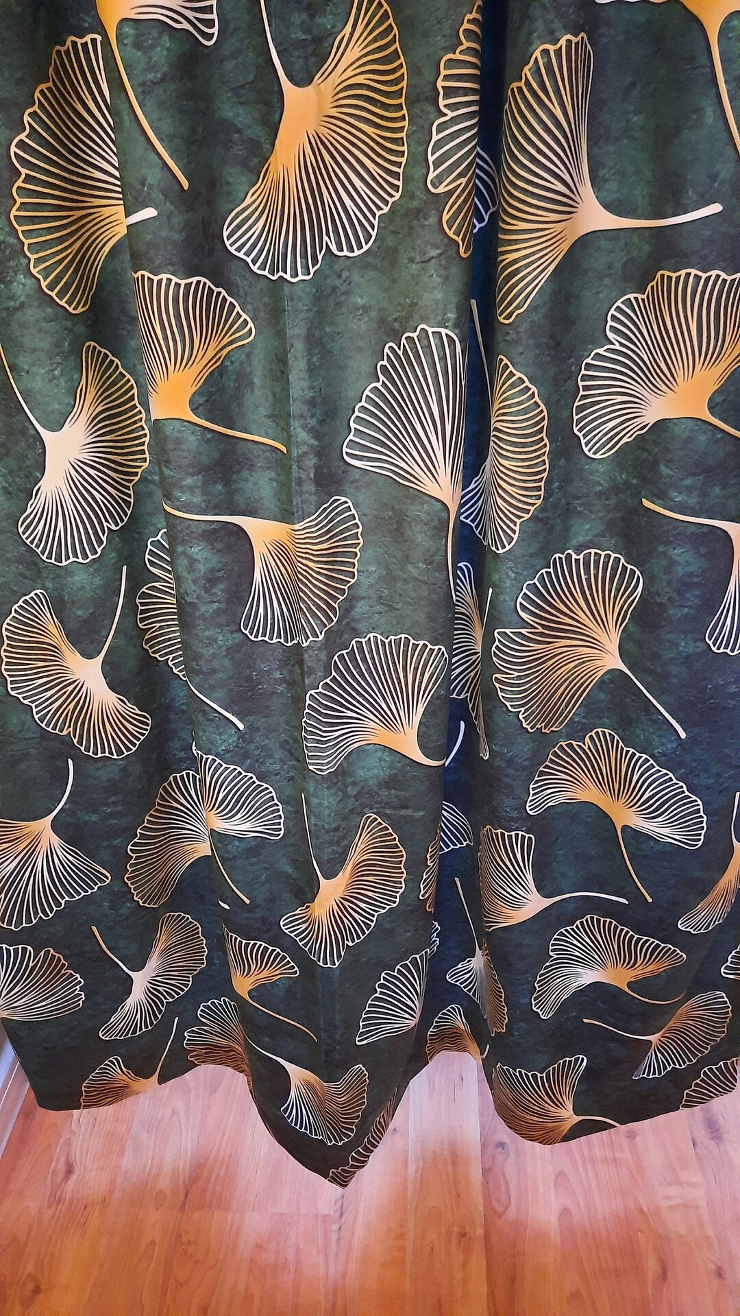 Ginkgo Leaves Curtain, Leaves Curtain, Ginkgo Curtain, Gold and Green ...