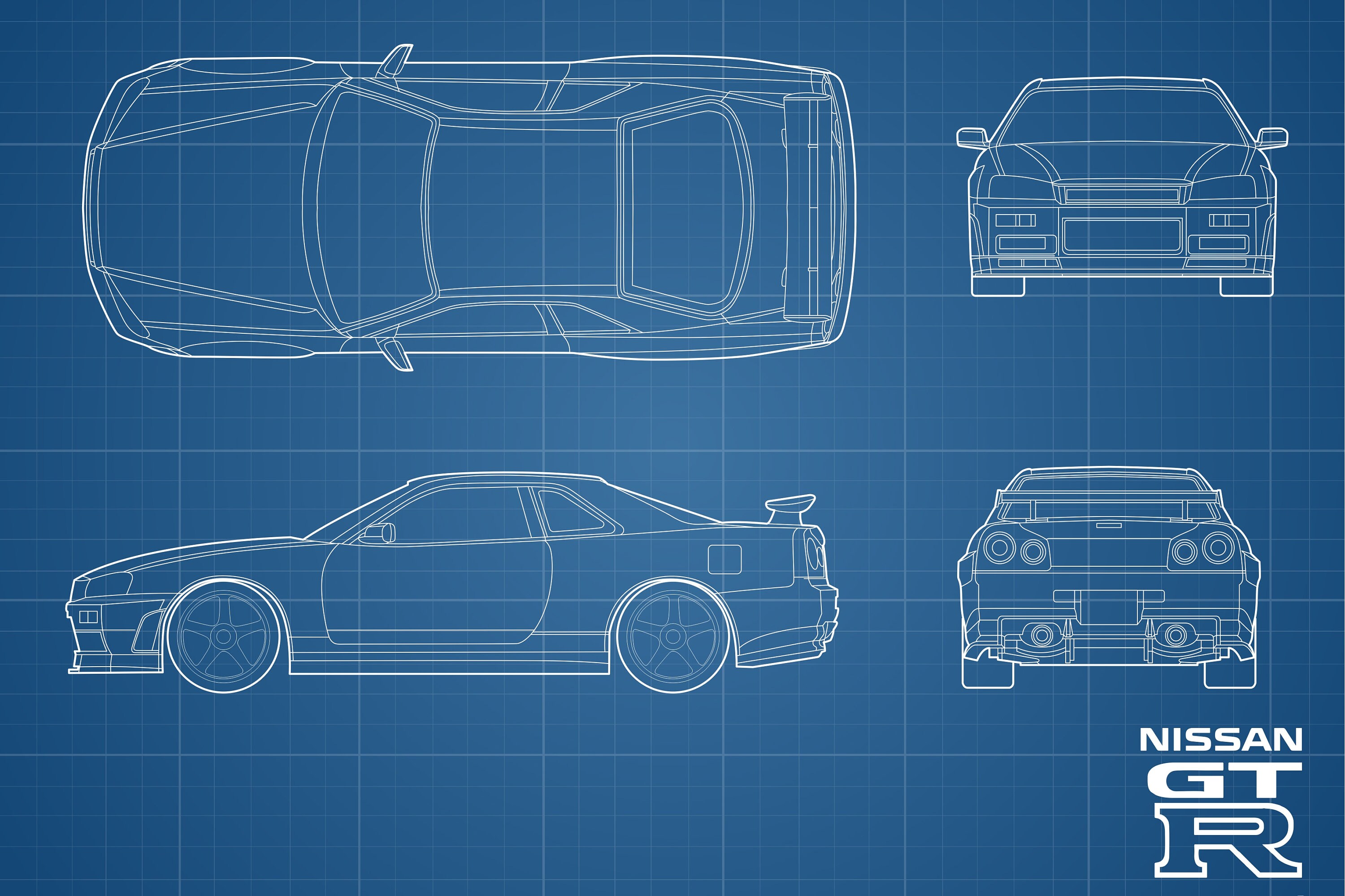 Blueprint Skyline Line Art Wallart - Etsy