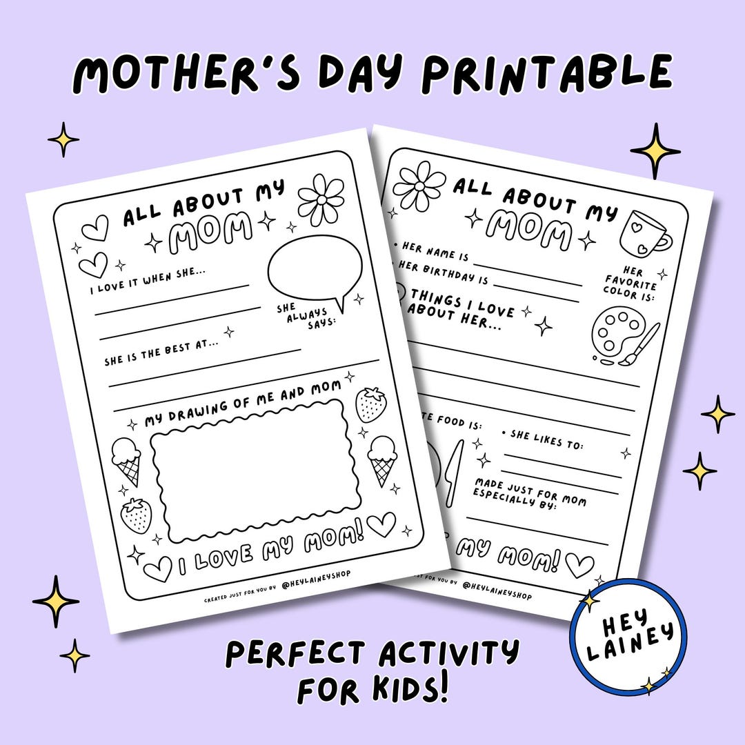 Mother's Day Printable | Kids Coloring Page | All About My Mom ...
