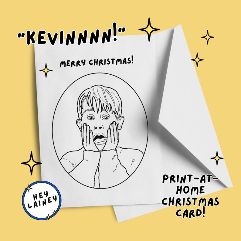 Home Alone Printable Coloring Card Merry Christmas Holiday Greeting ...