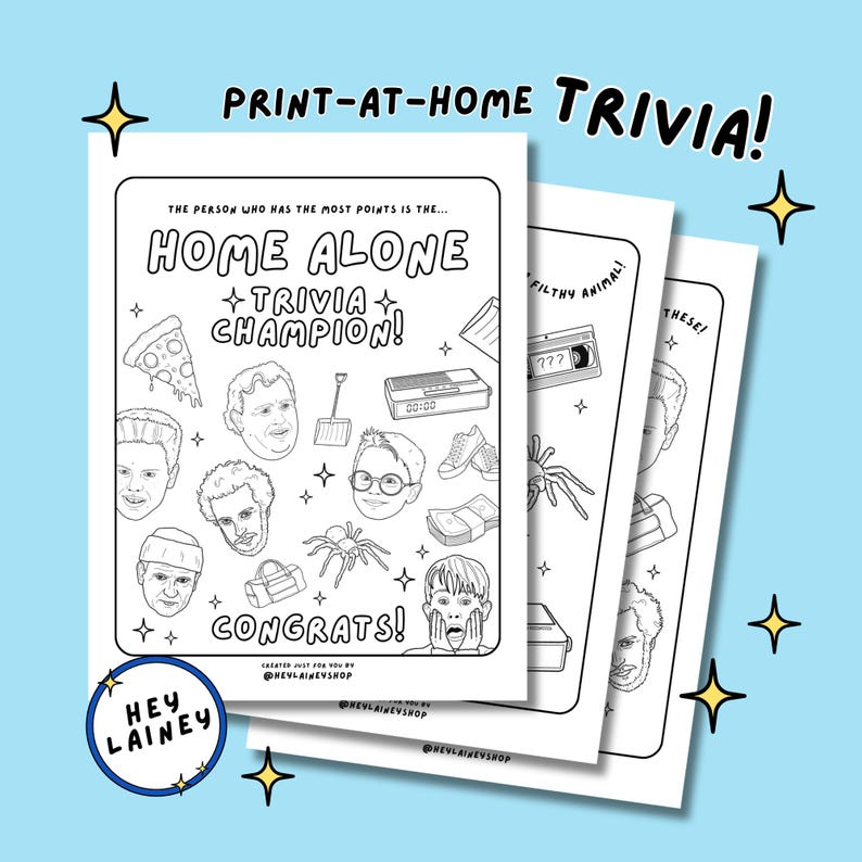 Home Alone Print-at-home Trivia Game | Coloring Book | Funny Printable ...