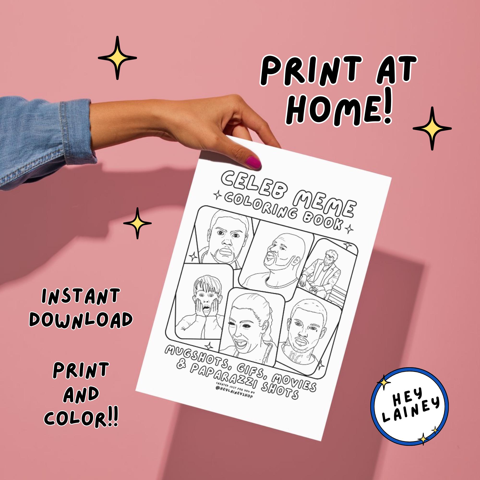 Celebrity Meme Coloring Book | Funny Printable Coloring Pages for ...