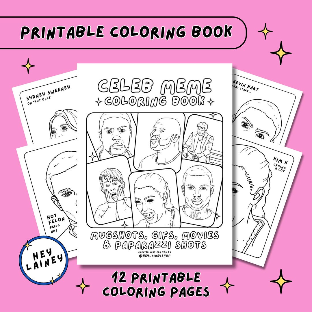 Celebrity Meme Coloring Book: Funny Adult Printable (digital Download ...