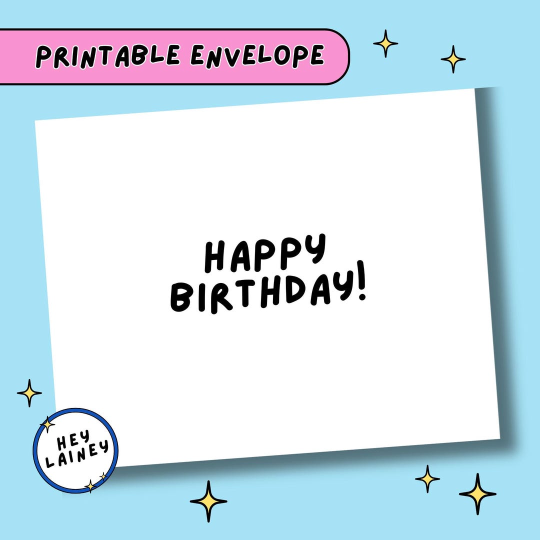 Printable Birthday Envelope Template: DIY A2 Stationery (digital ...