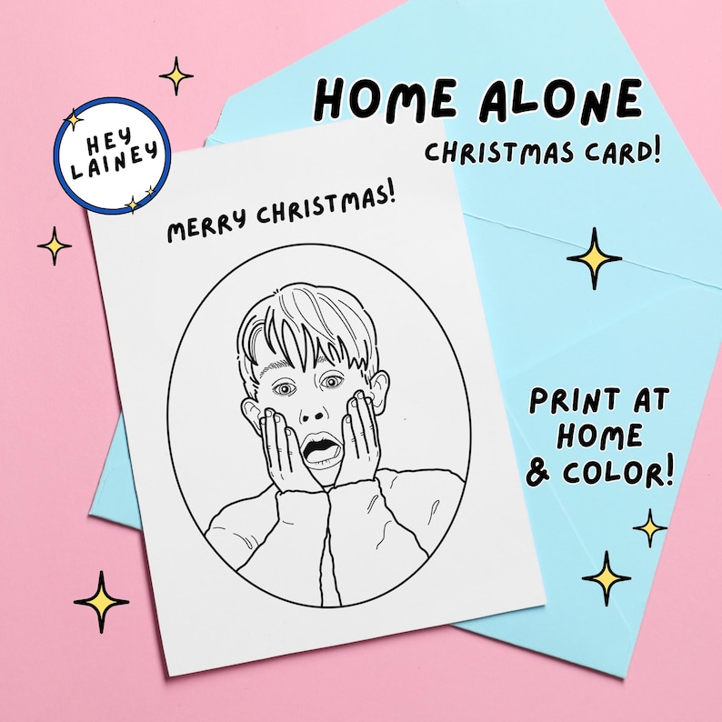 Home Alone Printable Coloring Card Merry Christmas Holiday Greeting ...