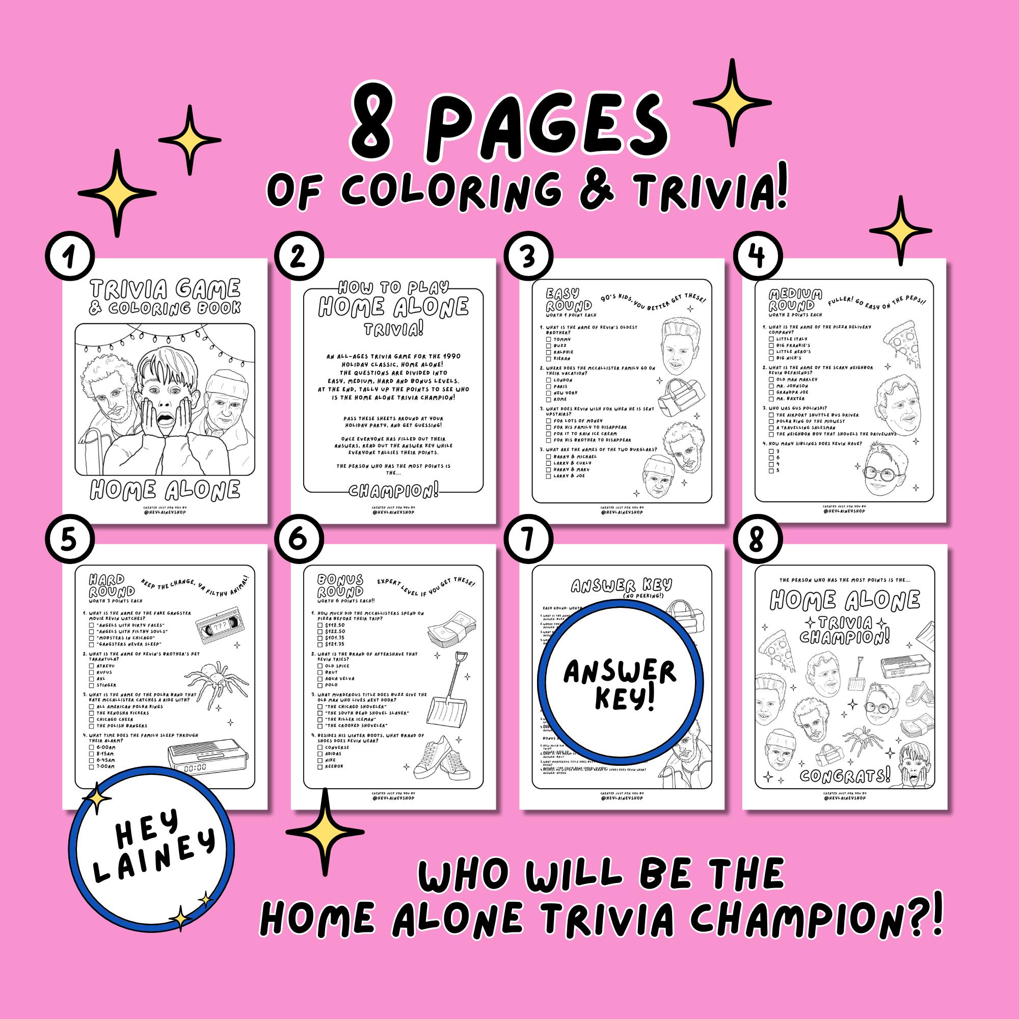 Home Alone Print-at-home Trivia Game | Coloring Book | Funny Printable ...