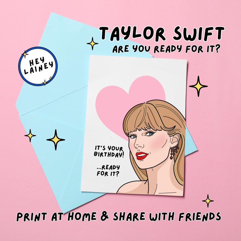Taylor Swift Birthday Card | Ready for It | Printable Gift for Swifties ...
