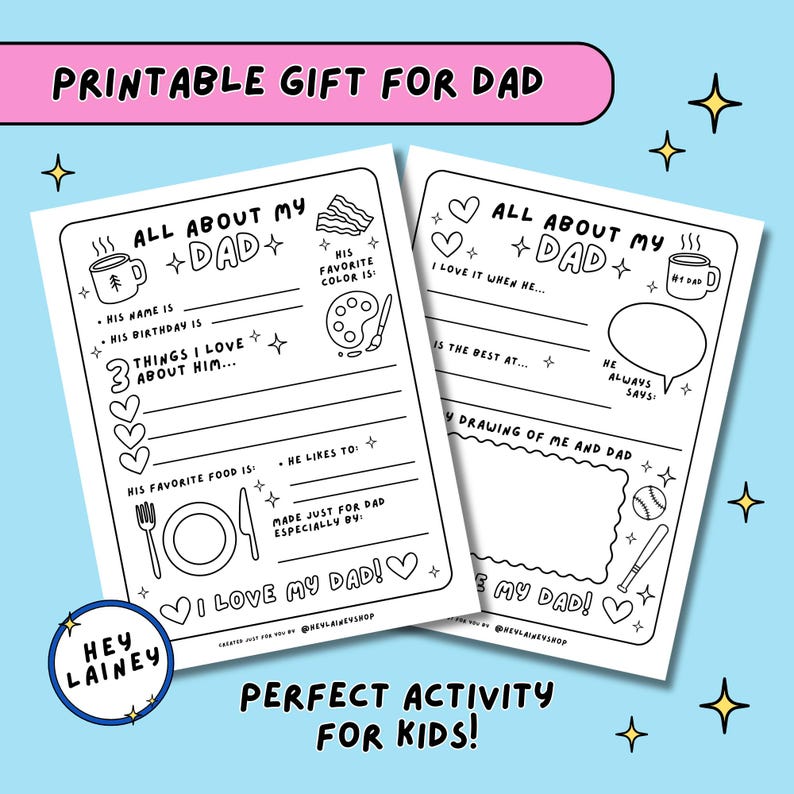Father's Day Coloring Page: 'all About My Dad' Fill-in Printable ...