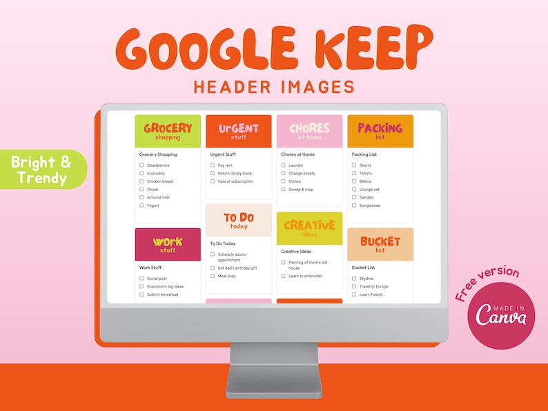Google Keep Headers | 25 Bright Designs (digital Download) - Etsy
