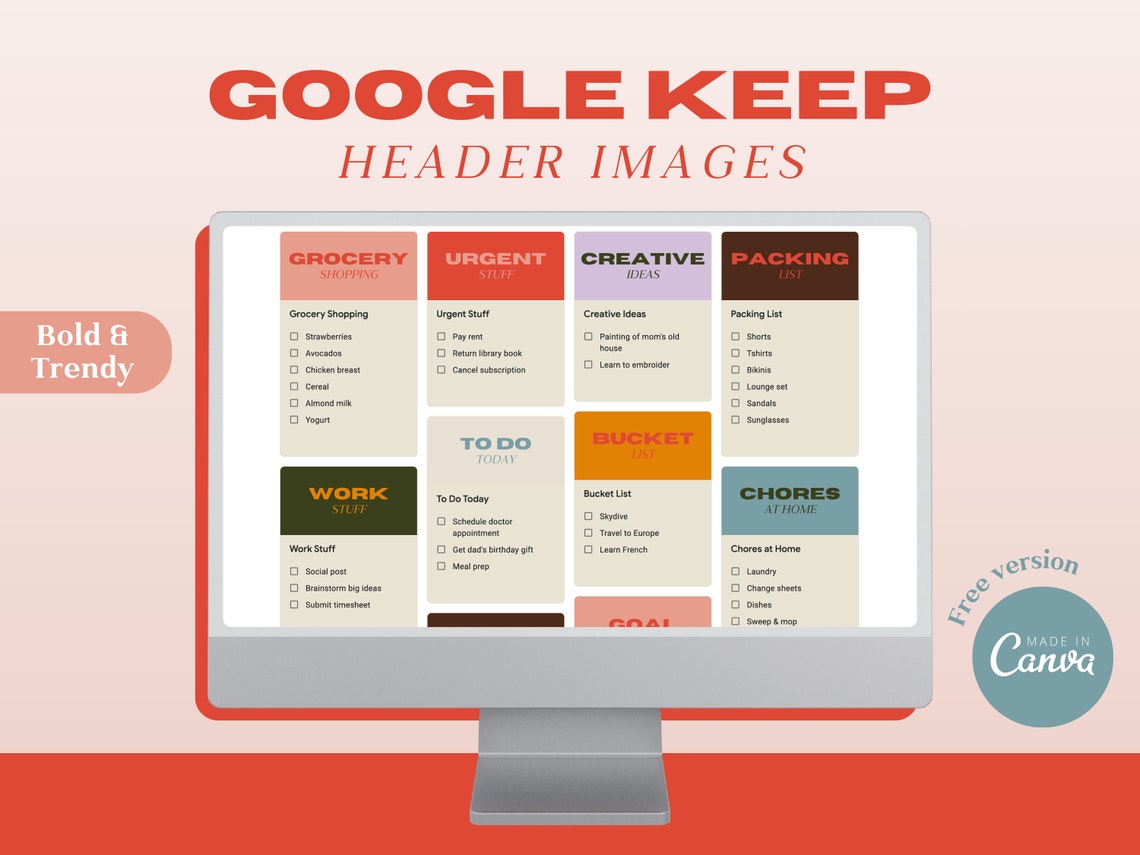 Google Keep Headers | 25 Trendy & Bold Designs (digital Download) - Etsy